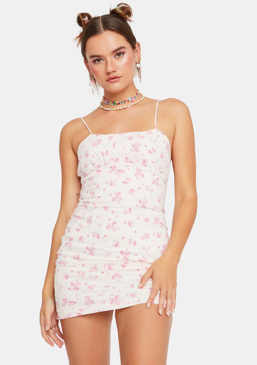 Floral Ruched Bust Mini Dress - Peony – Dolls Kill