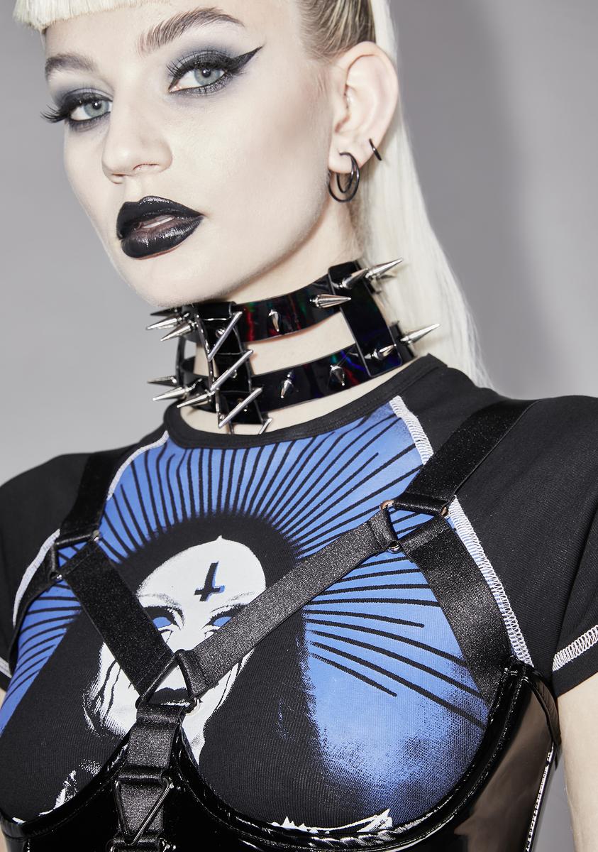 Widow Spiked Vegan Leather Double Choker – Dolls Kill