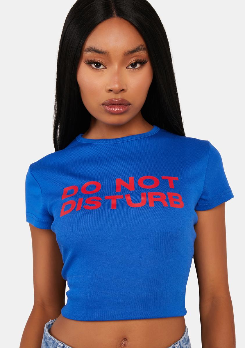 Edikted Do Not Disturb Graphic Crop Tee - Blue – Dolls Kill