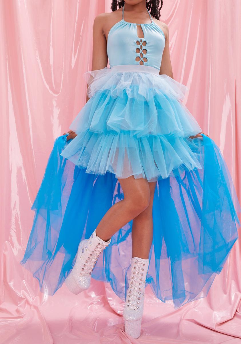 Ombre Tiered Tulle High Low Skirt - Blue – Dolls Kill