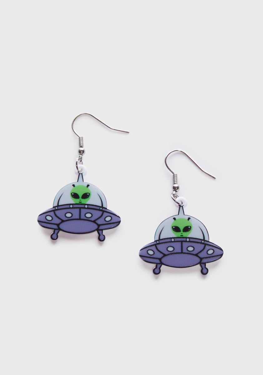 Alien UFO Drop Earrings – Dolls Kill