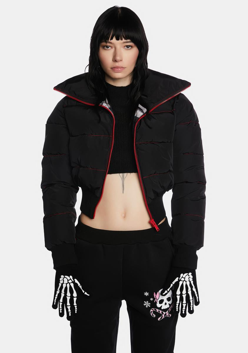 Too Fast Skeleton Knit Gloves - Black/White – Dolls Kill