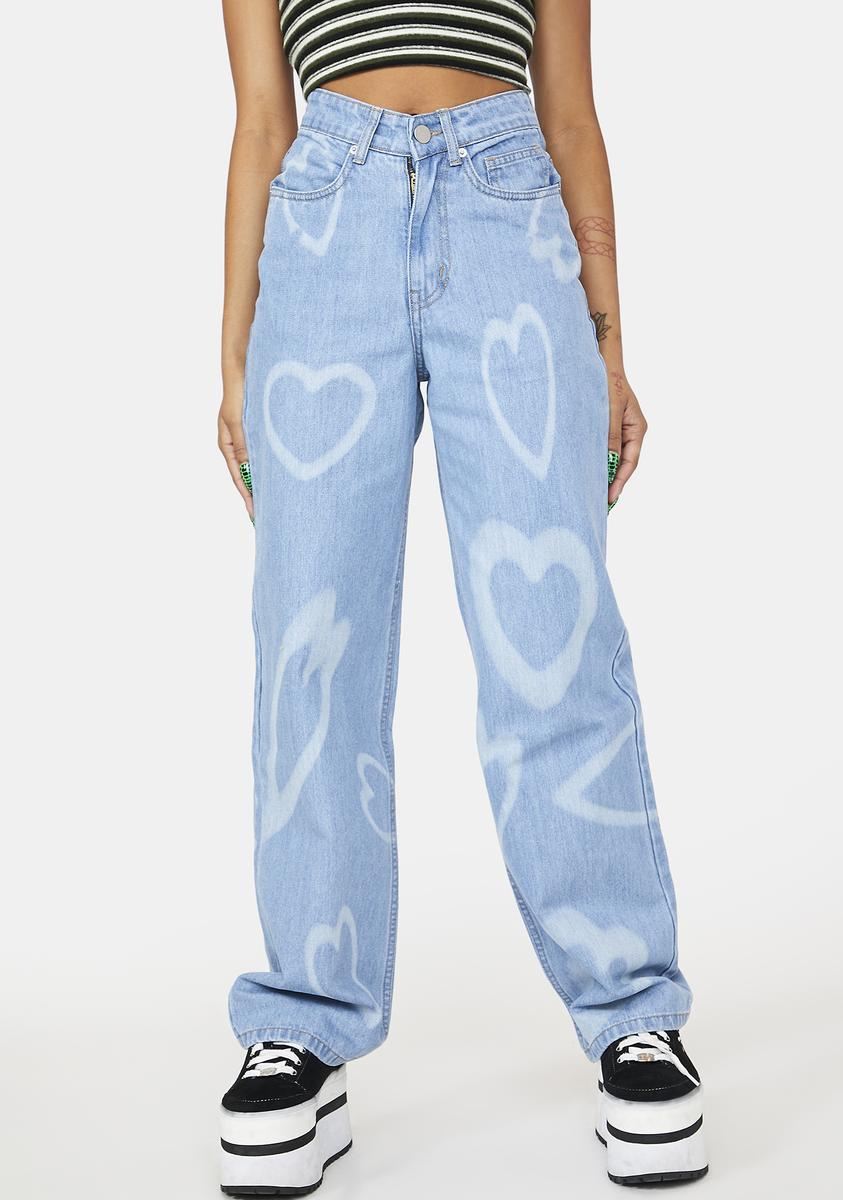 NGOrder Heart Spray Paint Skater Jeans - Light Blue – Dolls Kill