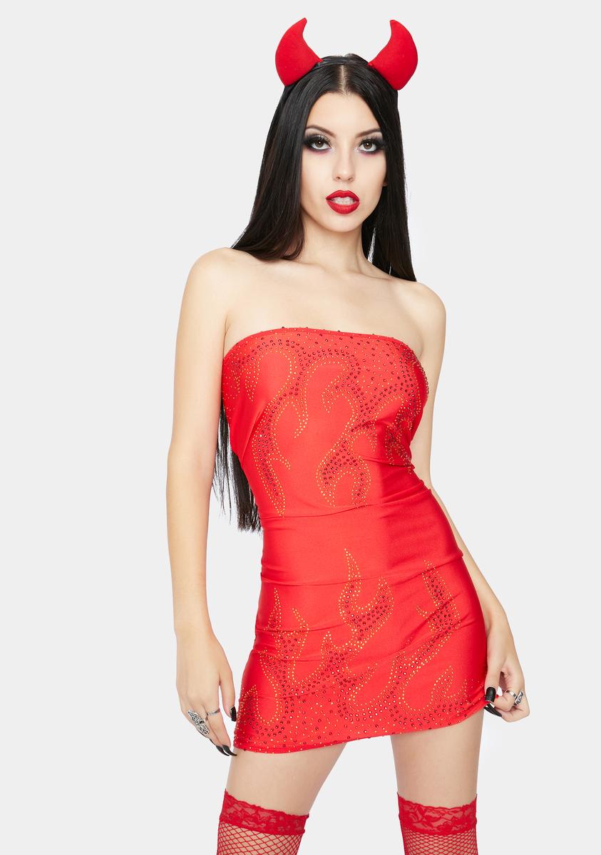 Halloween Sexy Bedazzled Devil Costume - Red – Dolls Kill