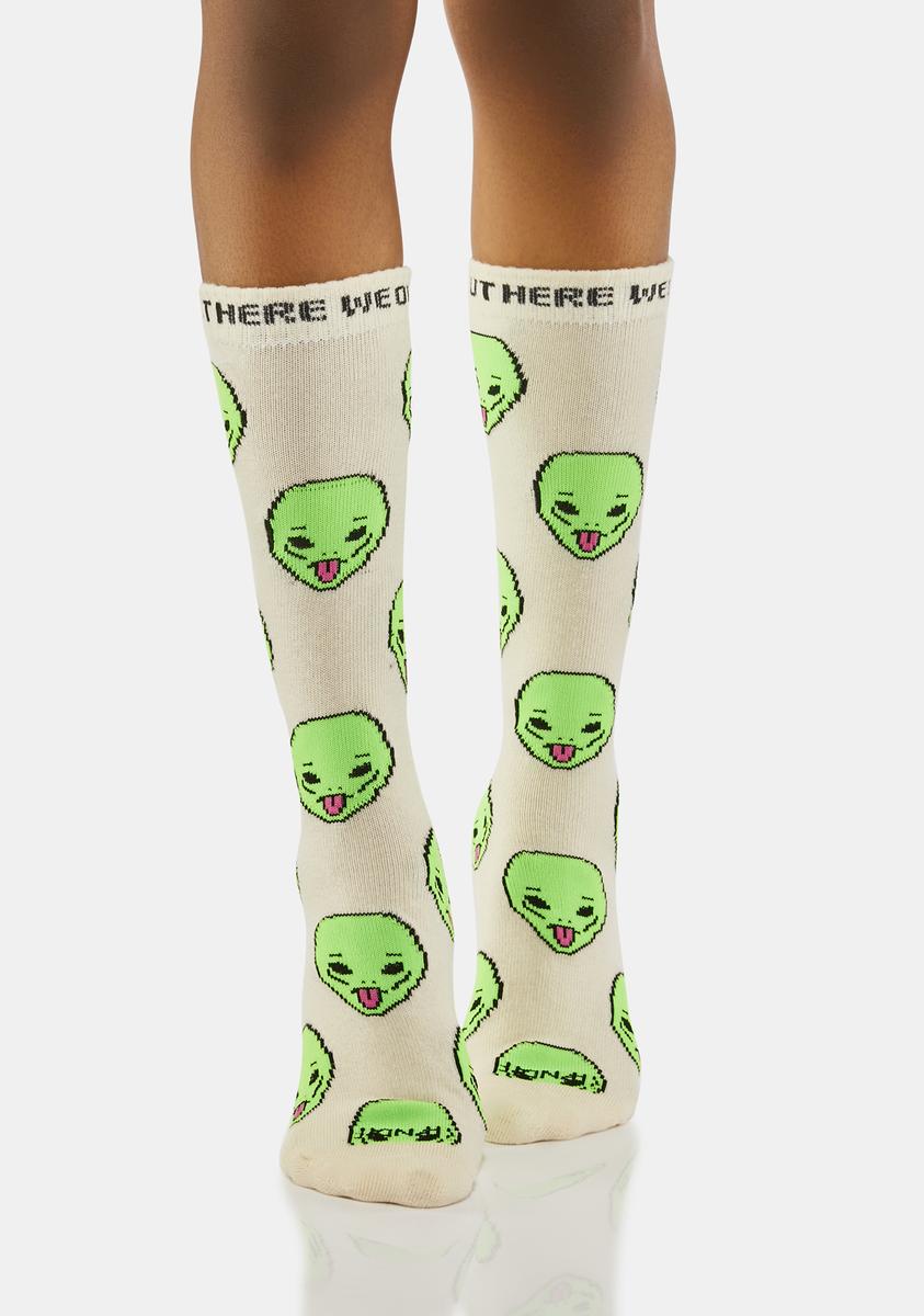 RIPNDIP Alien Crew Socks - Cream/Green – Dolls Kill