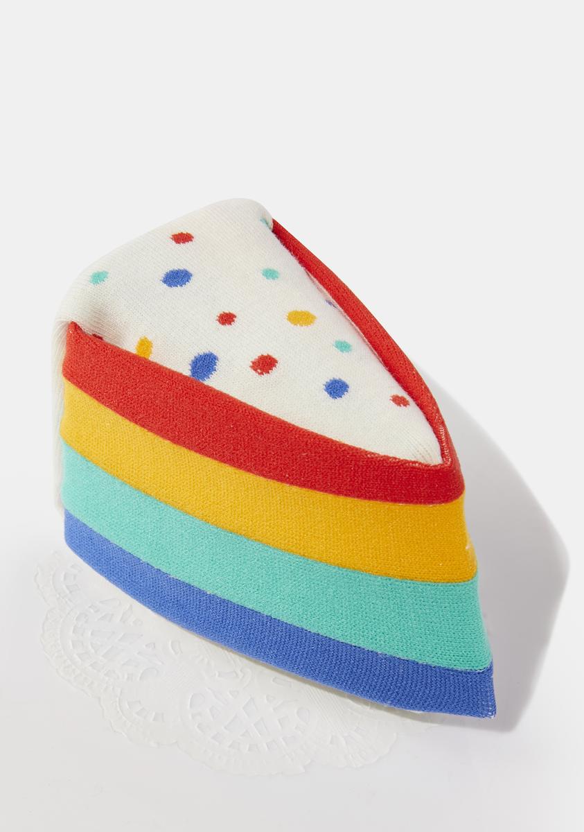 Rainbow Cake-Shaped Polka Dot Striped Socks - Rainbow – Dolls Kill