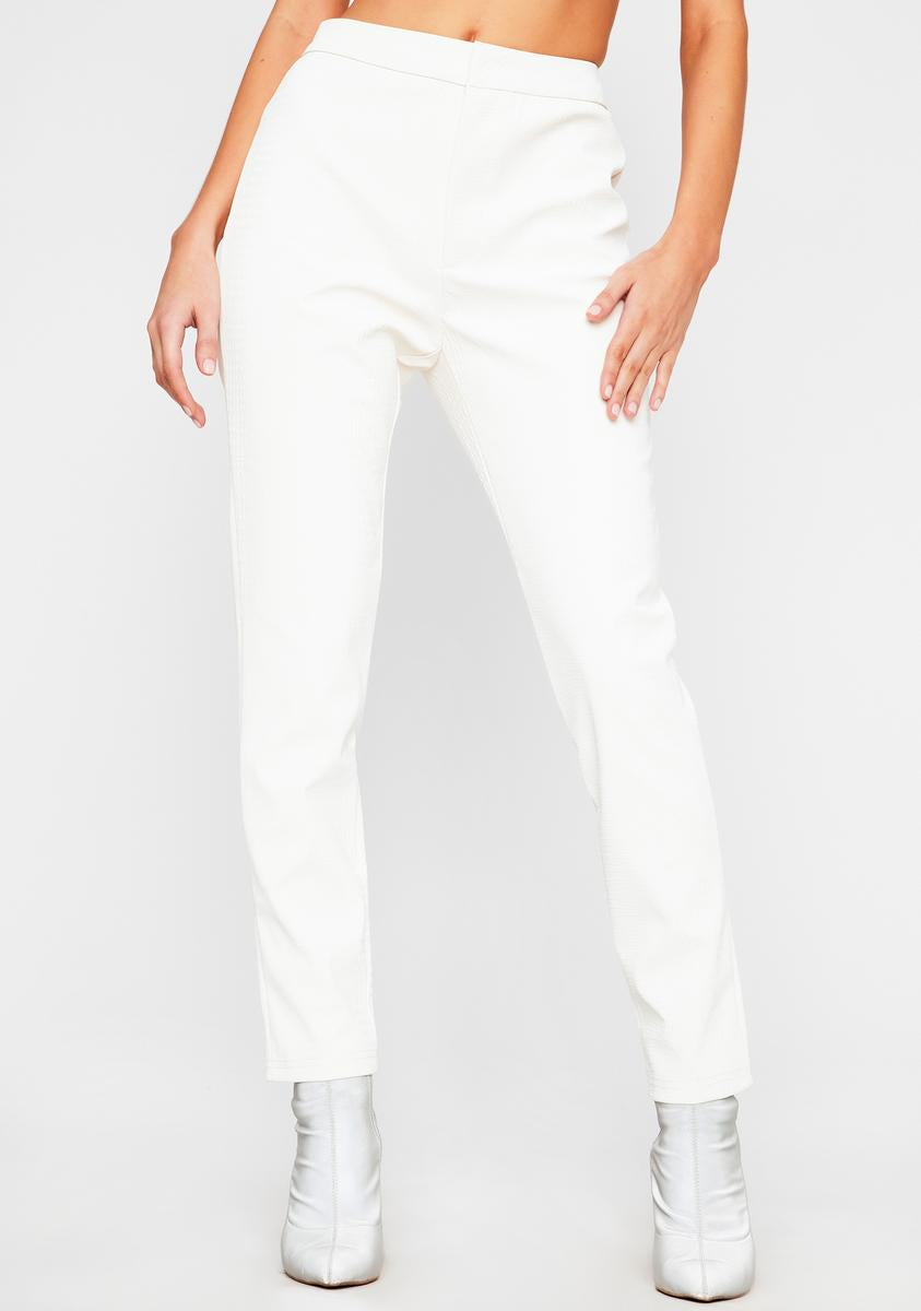 Vegan Leather Alligator Straight Pants -White – Dolls Kill