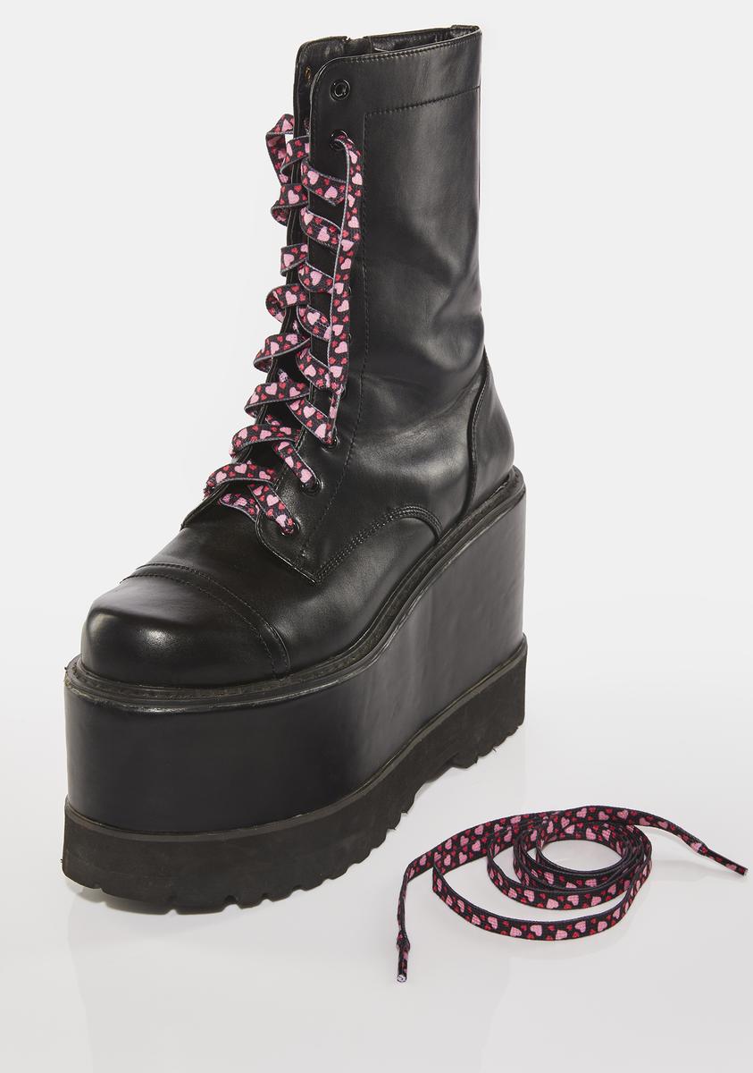 Heart Print Shoe Laces - Pink/Red/Black – Dolls Kill