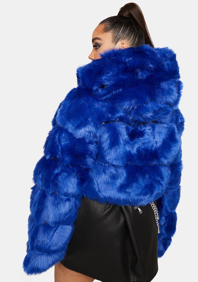 Plus Size Azalea Wang Blue Gracelle Faux Fur Coat – Dolls Kill