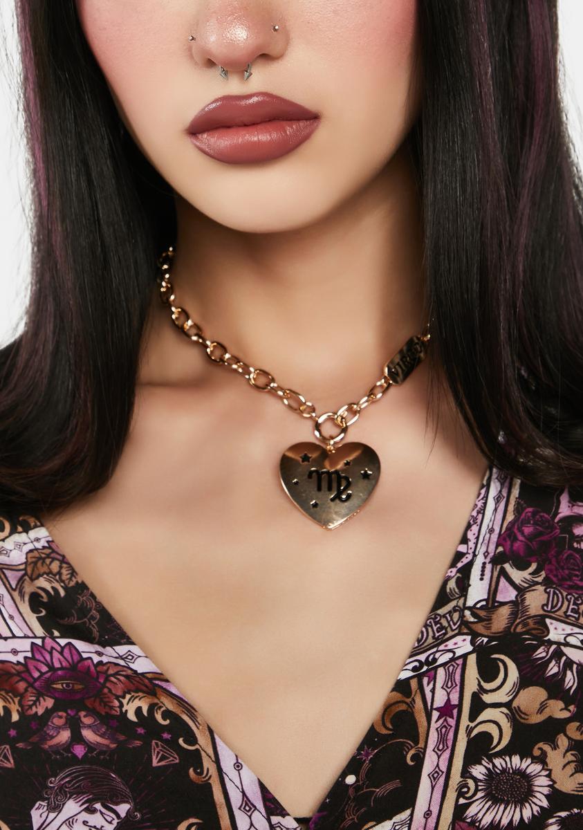 Heart Charm Virgo Chain Necklace - Gold – Dolls Kill