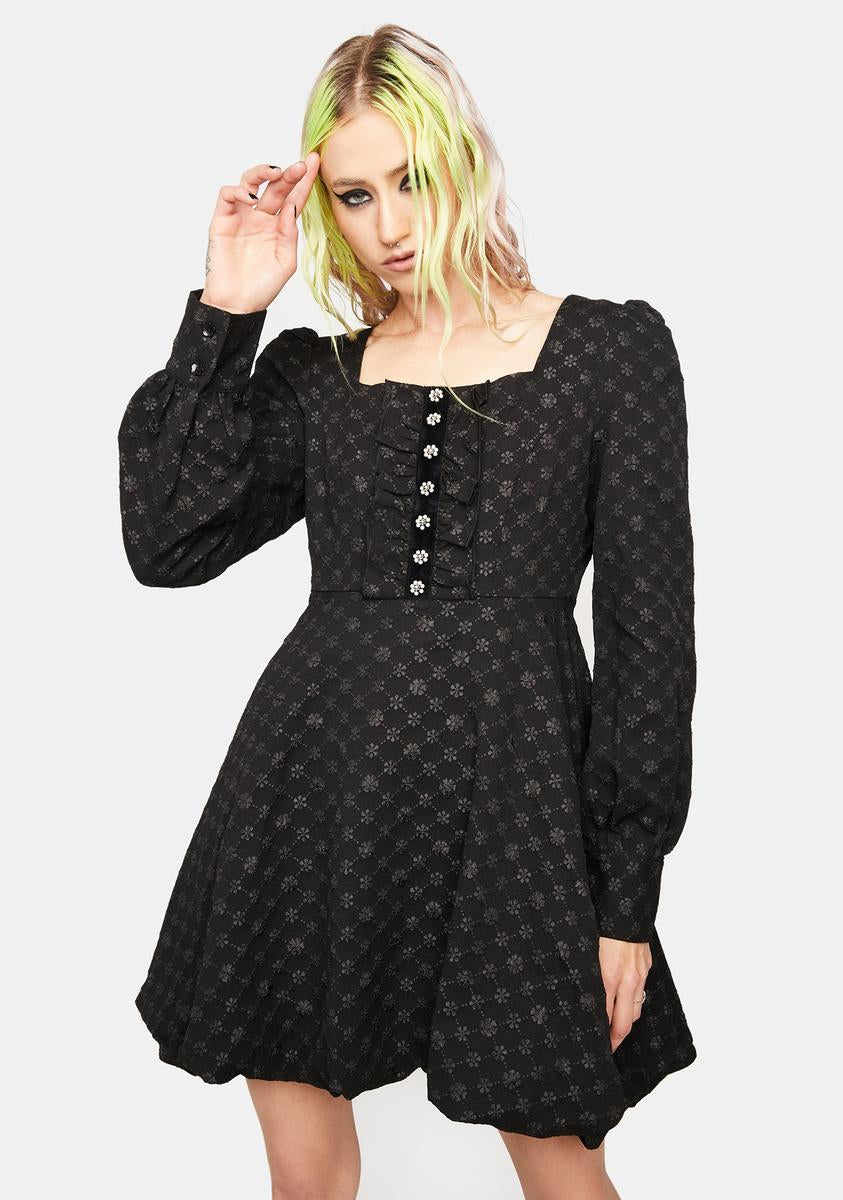 Punk Rave Warning Series Embroidered Dress - Black – Dolls Kill