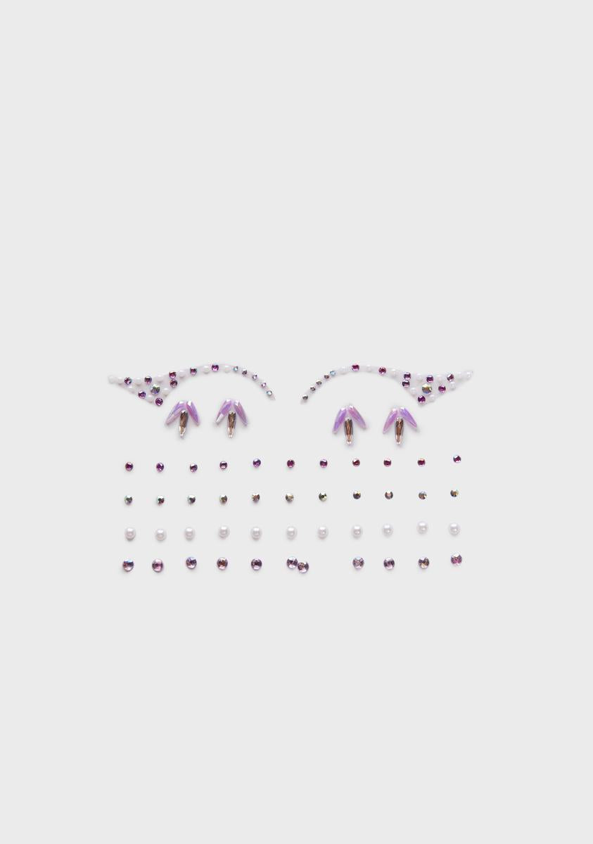 Iridescent Rhinestone Pearl Eye Face Gem Pack - Purple – Dolls Kill