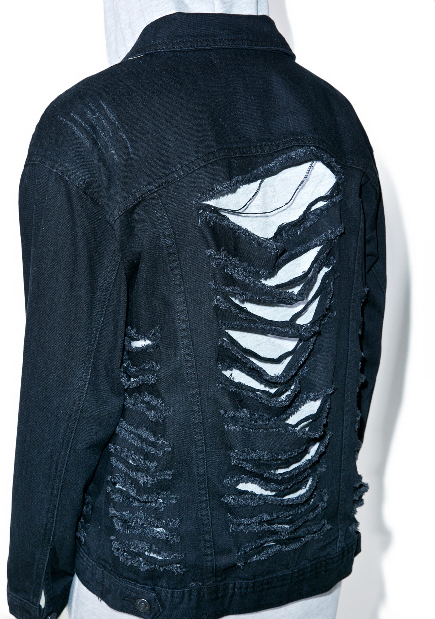 Womens Black Distressed Denim Jacket – Dolls Kill