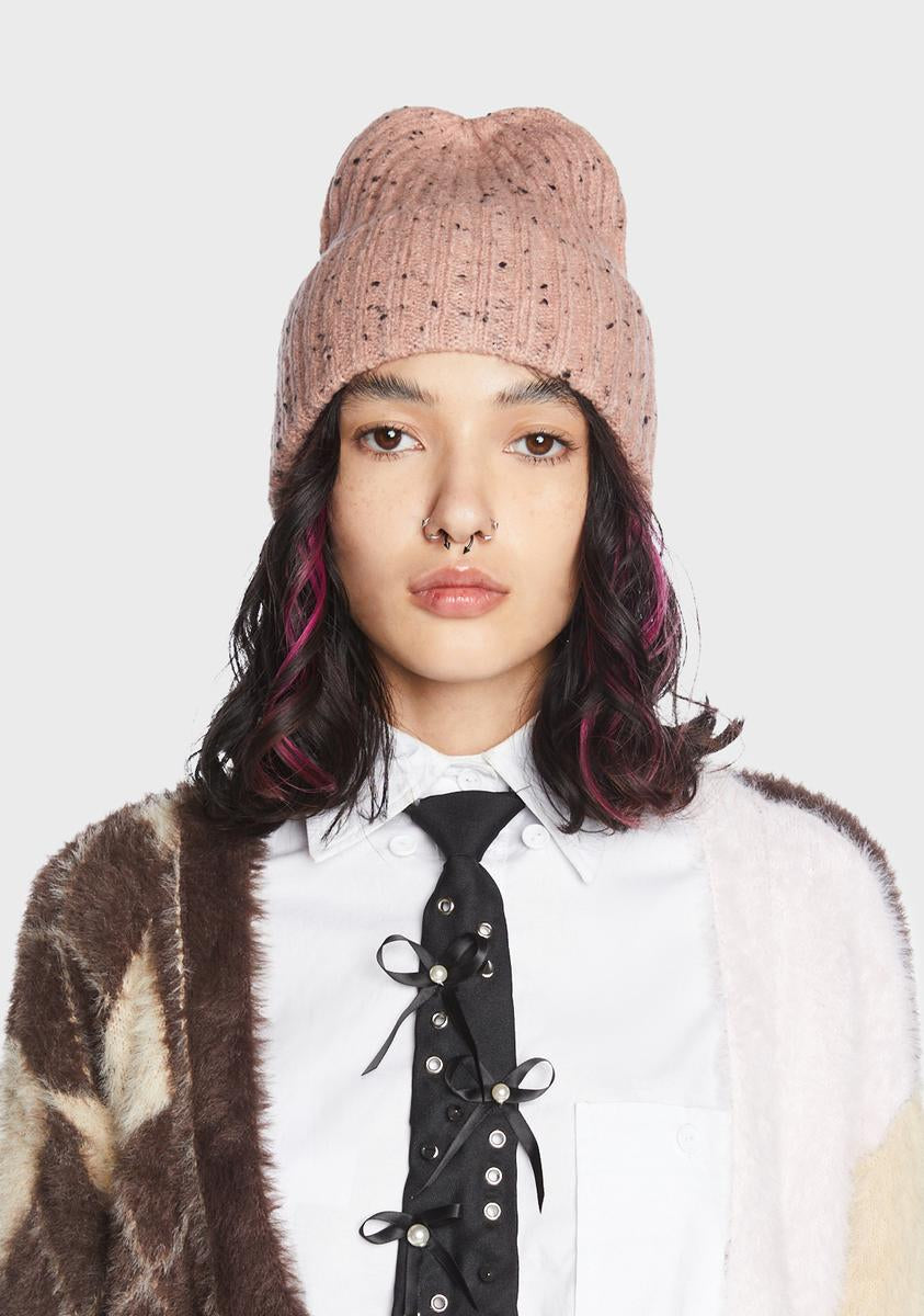 Speckled Ribbed Knit Beanie - Pink – Dolls Kill