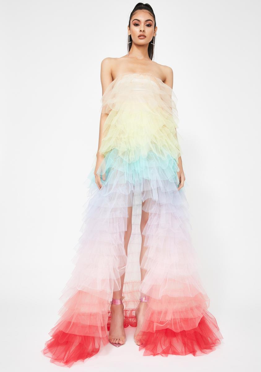 Kiki Riki Rainbow Ruffle Maxi Dress Multi – Dolls Kill