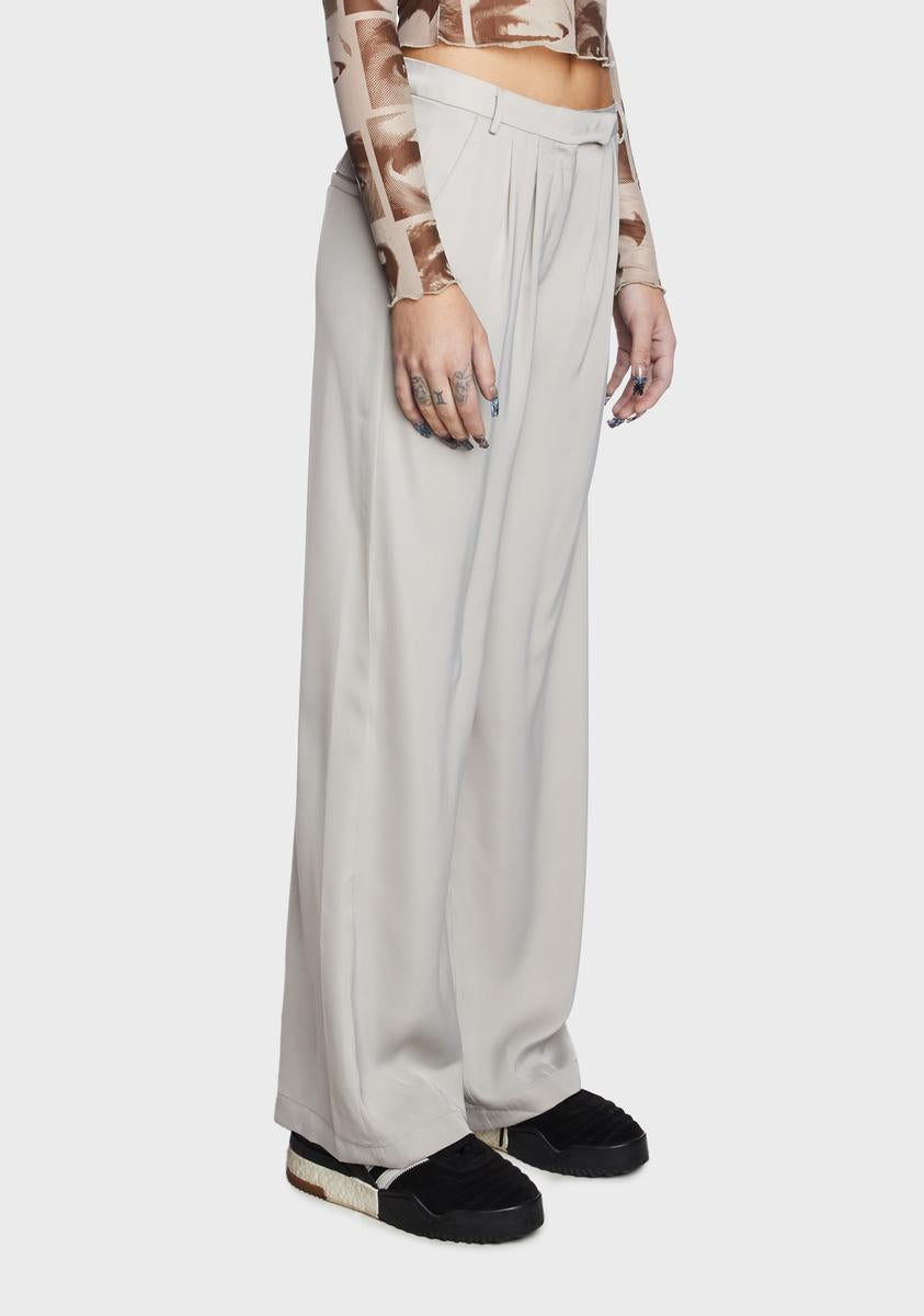 Pretty Garbage Pintuck Satin Wide Leg Pants - Taupe – Dolls Kill