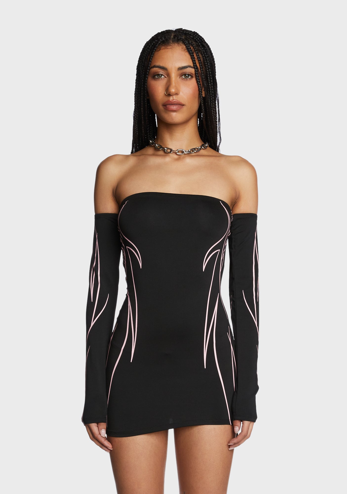 Flame Design Strapless Mini Dress - Black – Dolls Kill
