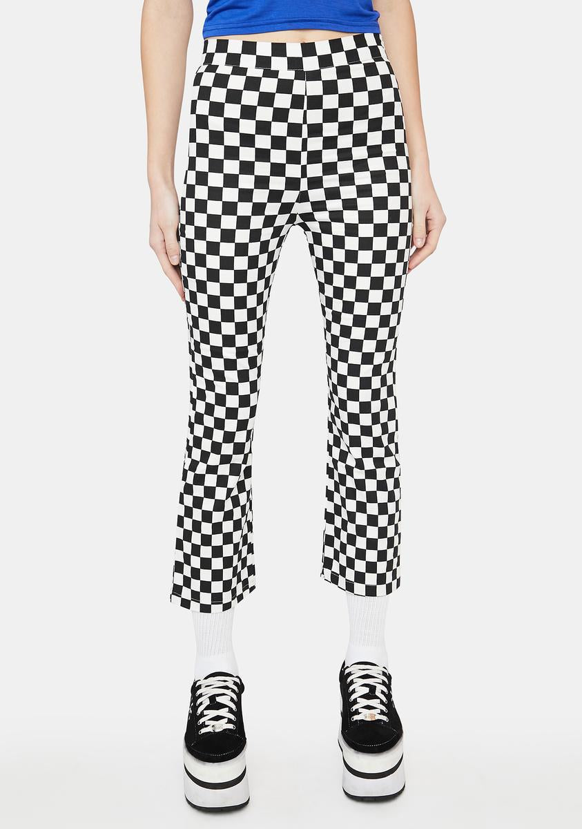 Checkered Flared Pants - Black – Dolls Kill