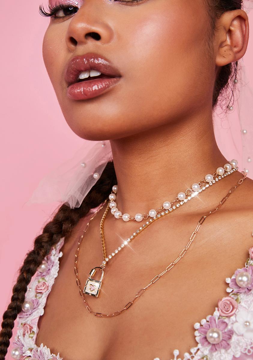 Pearl Locket Layered Necklace - Gold – Dolls Kill