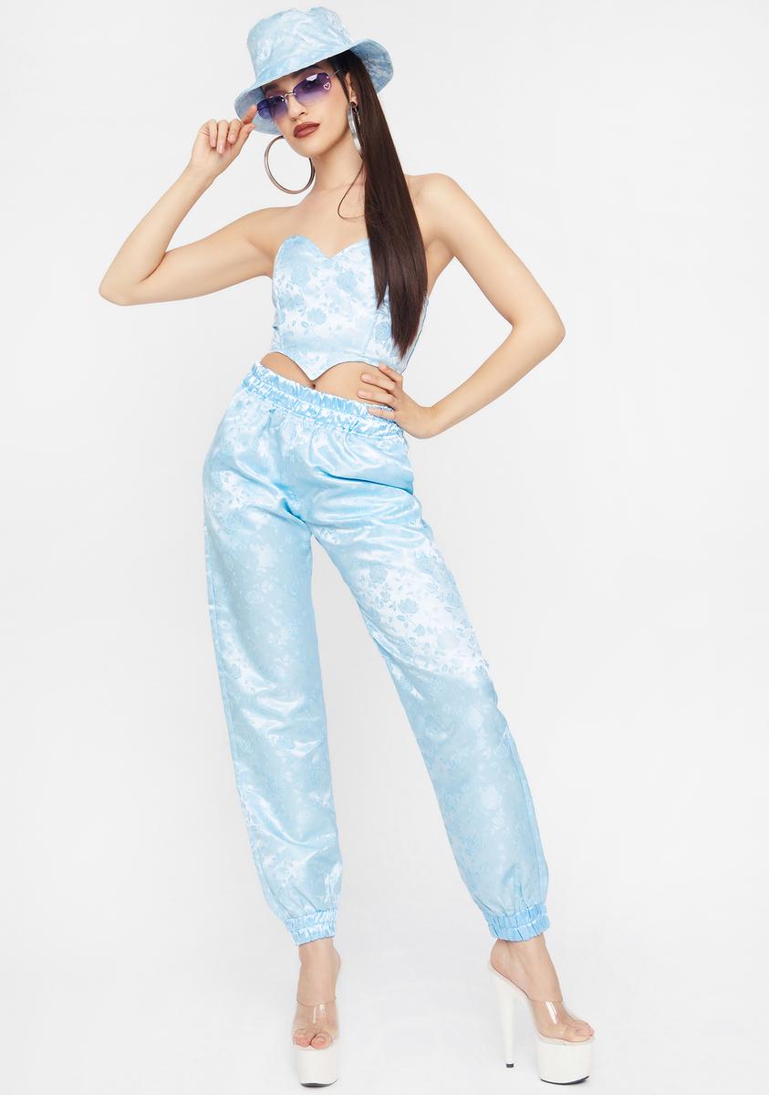 Rojas Sky Satin Cropped Corset Top – Dolls Kill