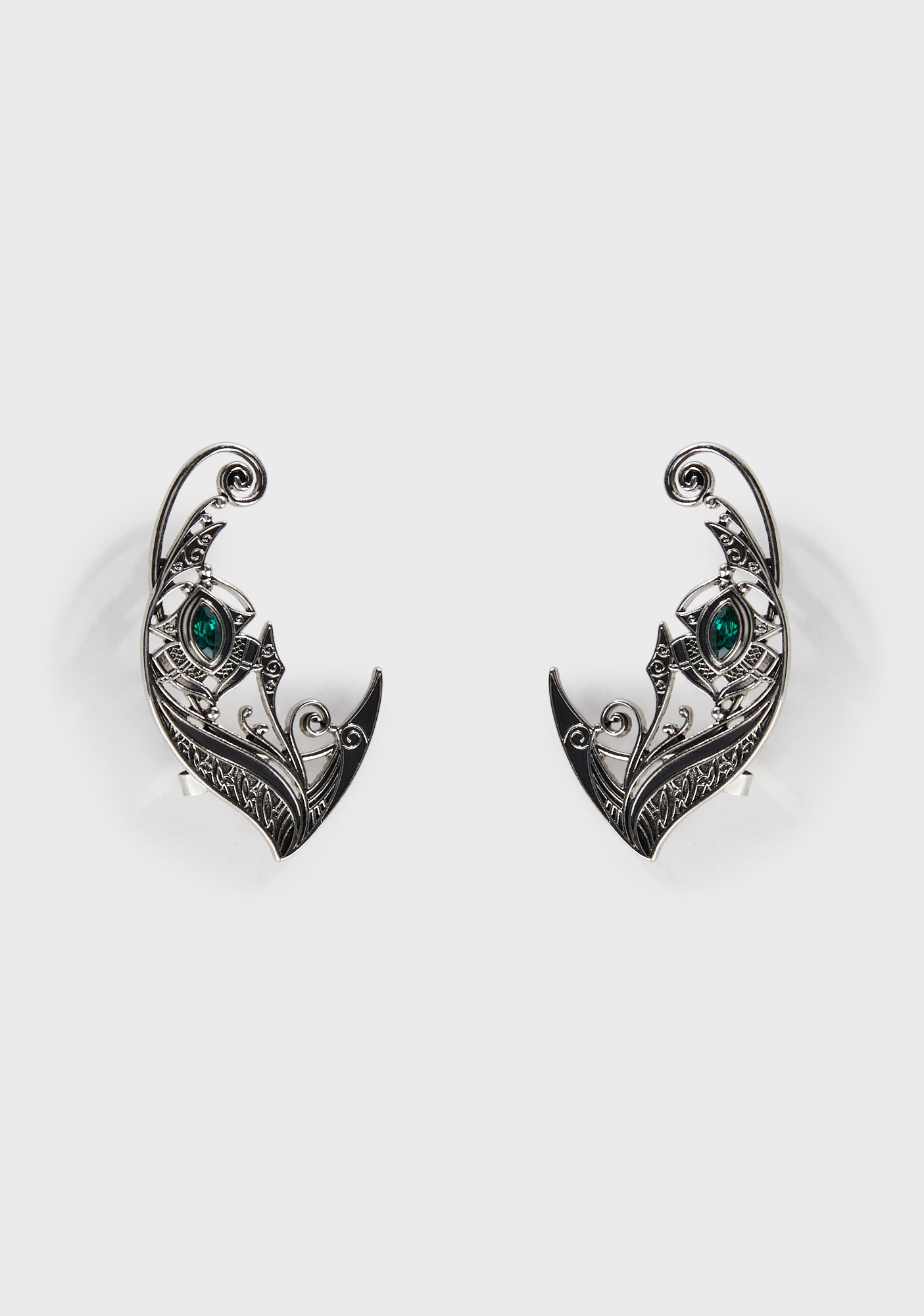 Gemstone Abstract Art Deco Ear Cuffs - Silver – Dolls Kill
