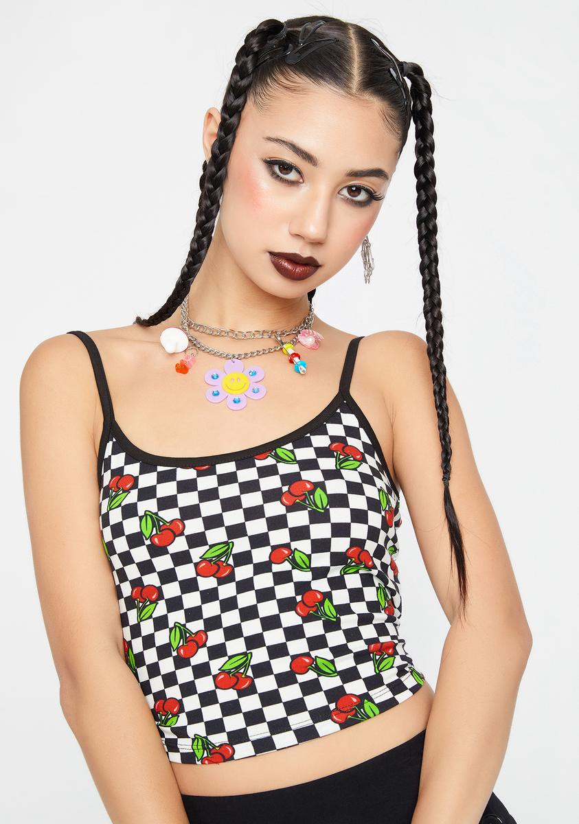 NGOrder Cherry Checkerboard Crop Top – Dolls Kill