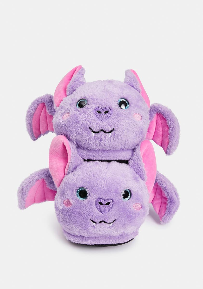 Faux Fur Bat Slippers - Pastel Purple – Dolls Kill