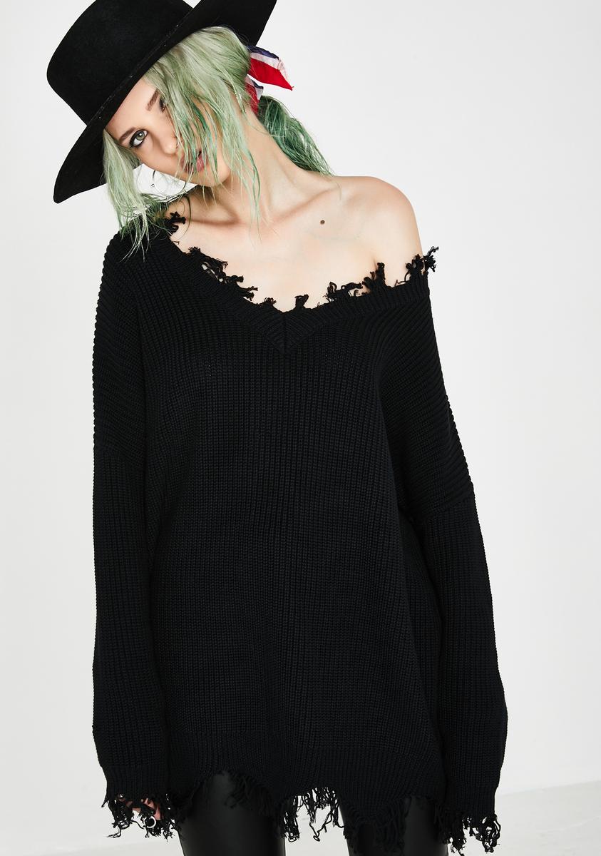 Current Mood Distressed Knit Sweater – Dolls Kill