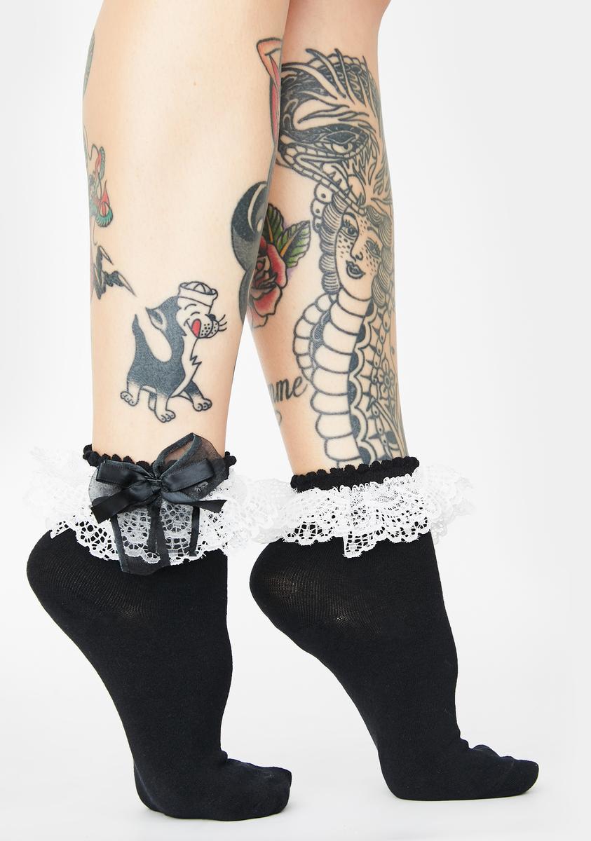Maid Lace Ruffle Socks - Black White – Dolls Kill