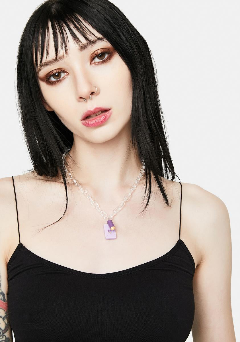 Notebook & Pencil Charms Chain Necklace - Clear – Dolls Kill