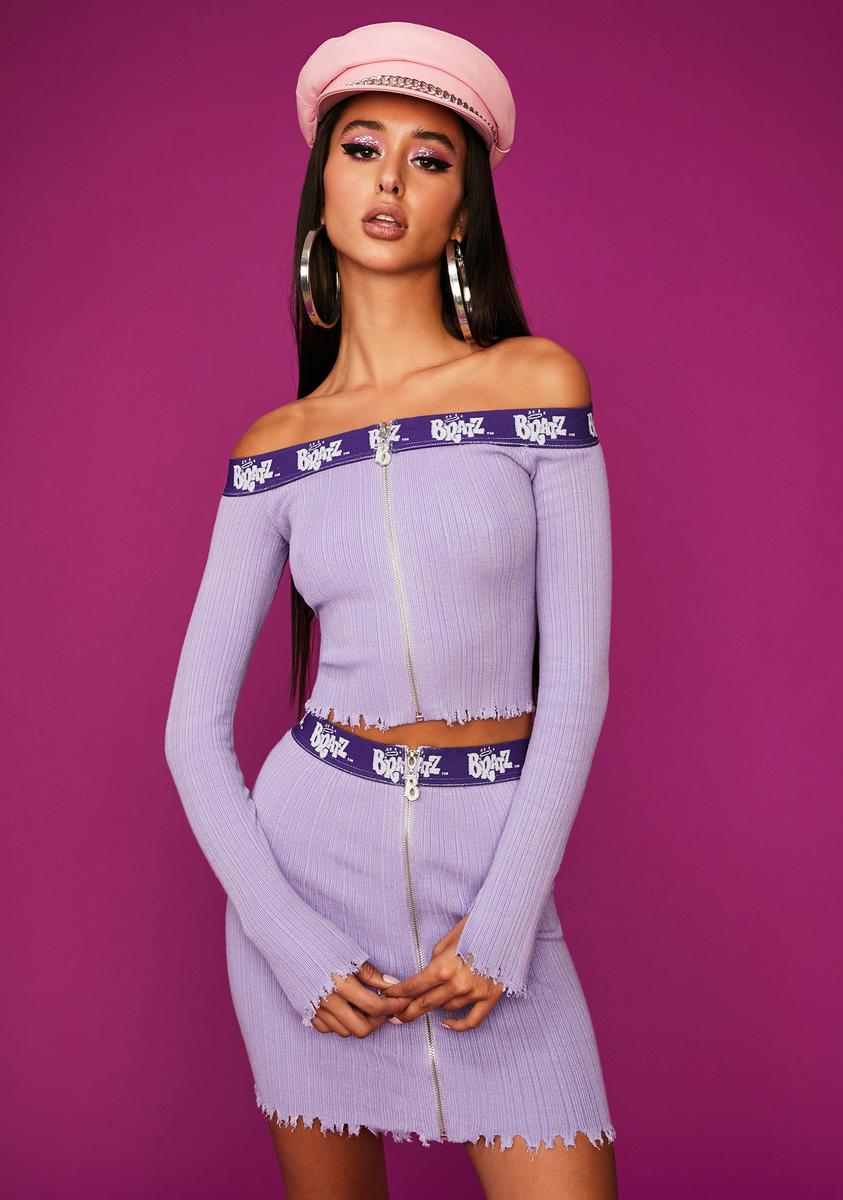 Dolls Kill x Bratz Knit Sweater & Skirt Set - Purple