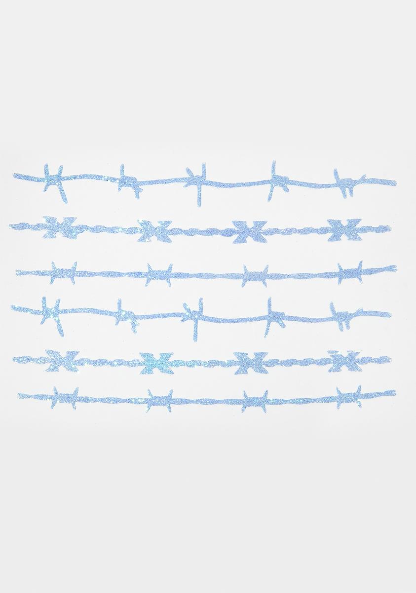 Barbed Wire Glitter Face Stickers - Blue – Dolls Kill