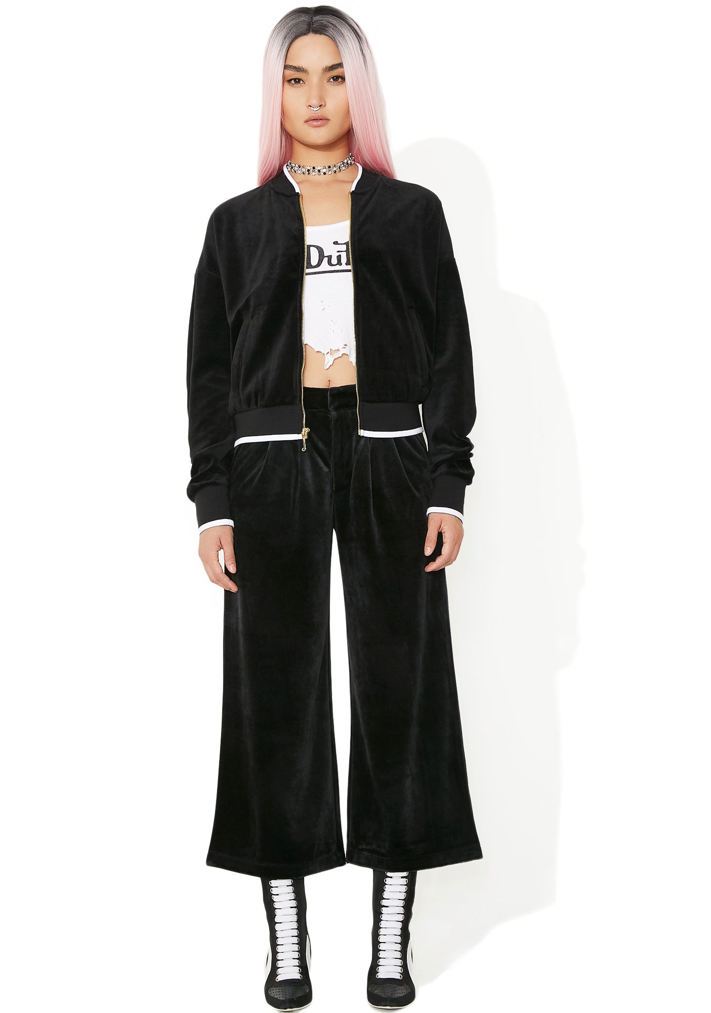 Velour Ruched Track Jacket – Dolls Kill