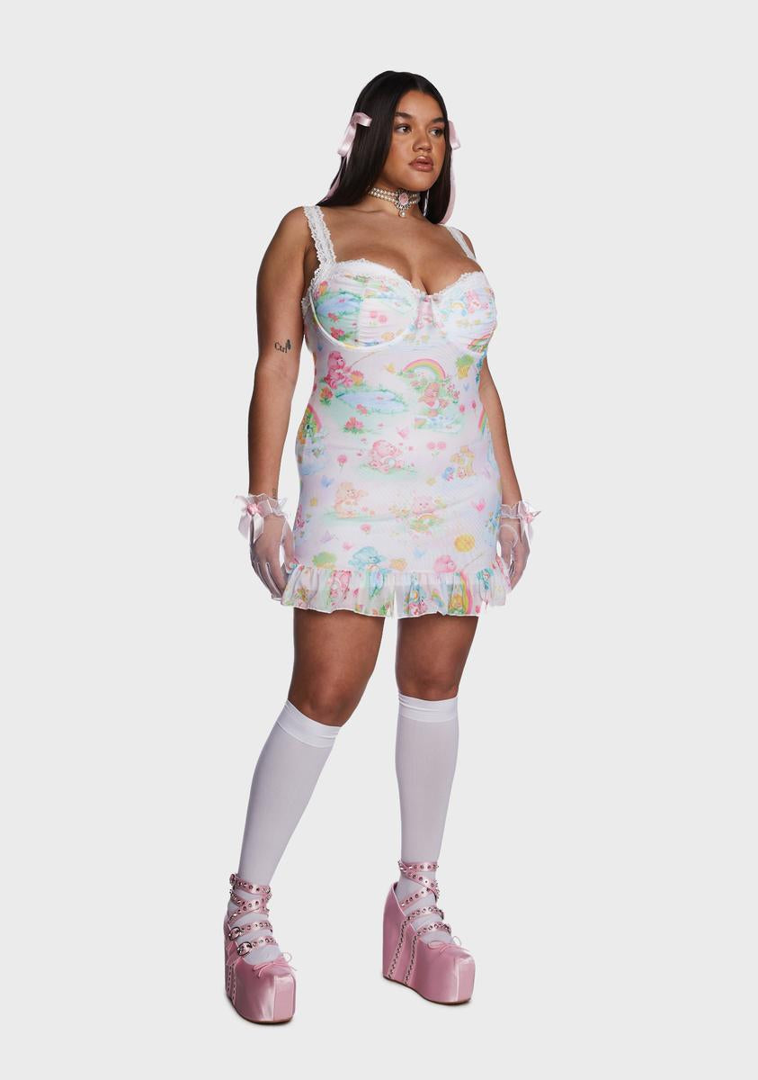 Plus Size Dolls Kill x Care Bears Watercolor Rainbow Graphic Bodycon ...