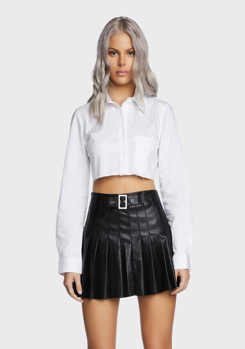 Button Down Crop Shirt - White – Dolls Kill