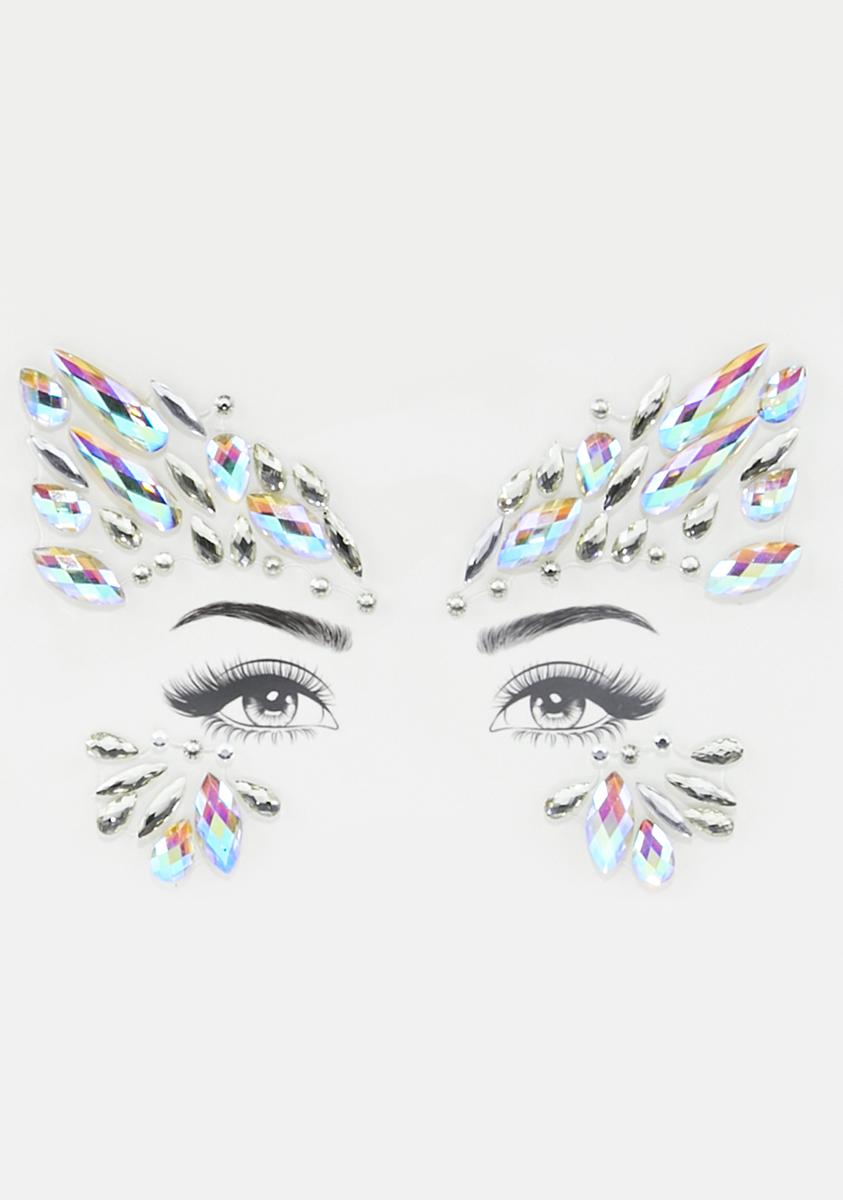 Gem Rhinestone Face Stickers - Silver/Iridescent – Dolls Kill