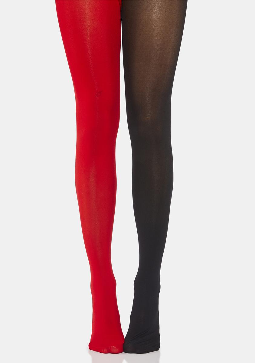 Two Tone Sheer Tights - Black/Red – Dolls Kill