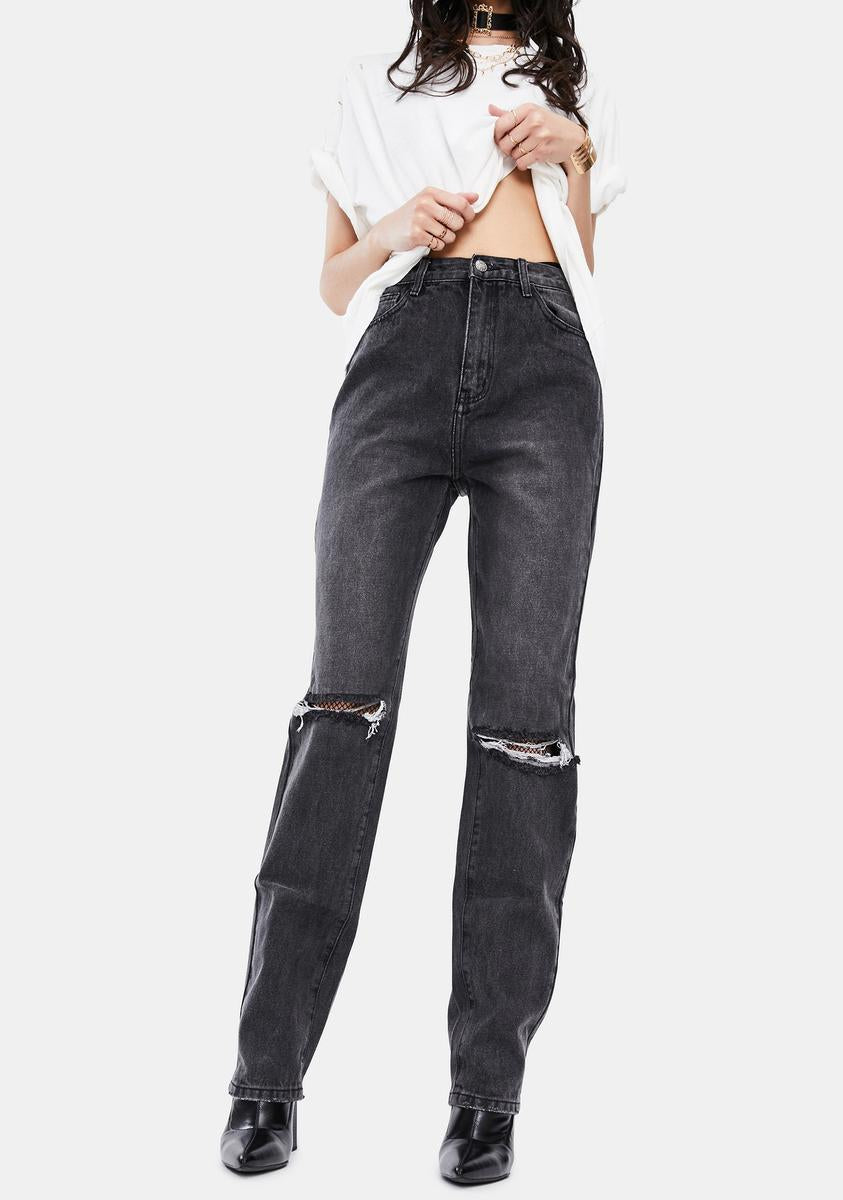 Momokrom Washed Black Double Ripped Jeans – Dolls Kill