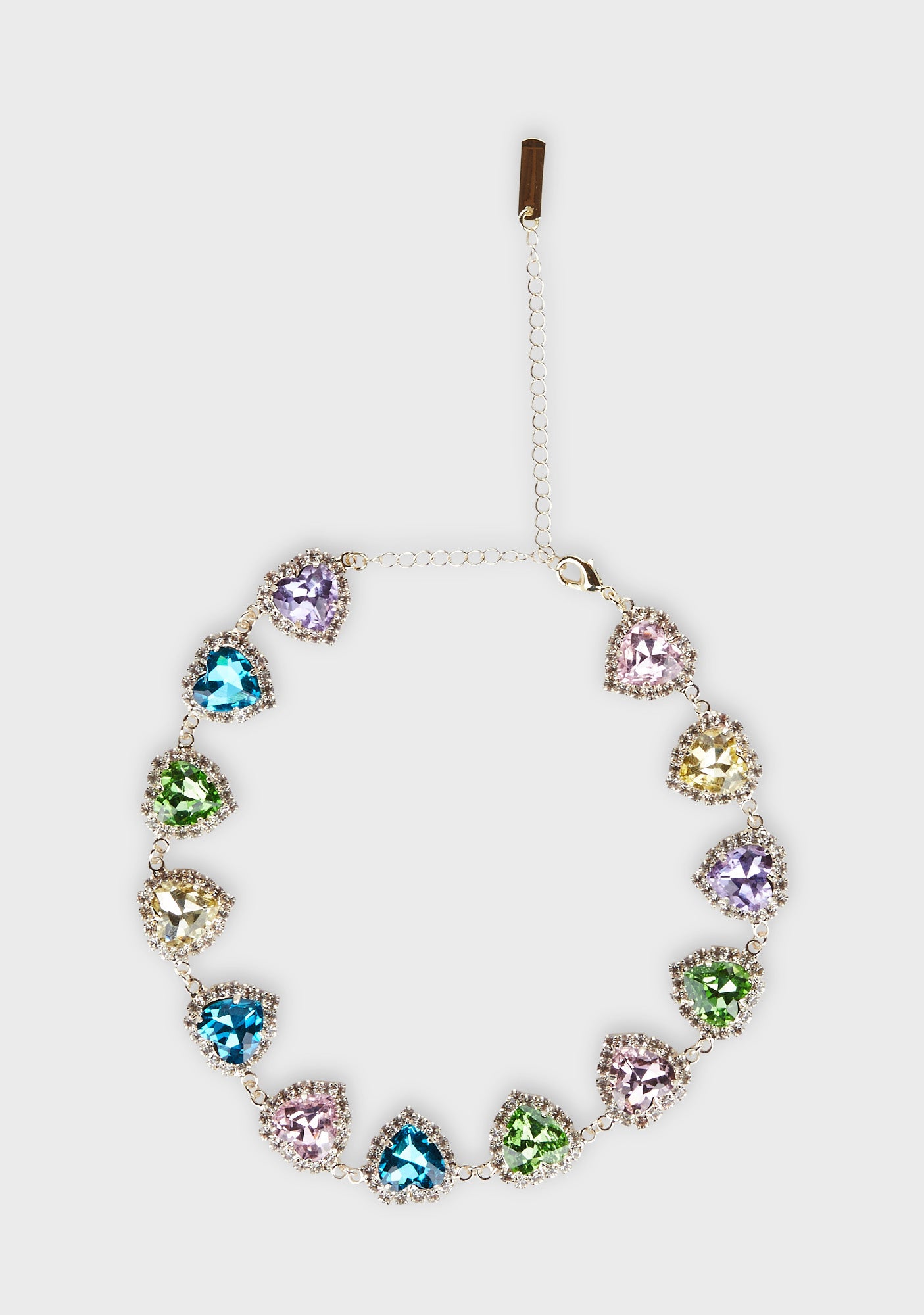 Heart Gem Chain Necklace - Multi – Dolls Kill