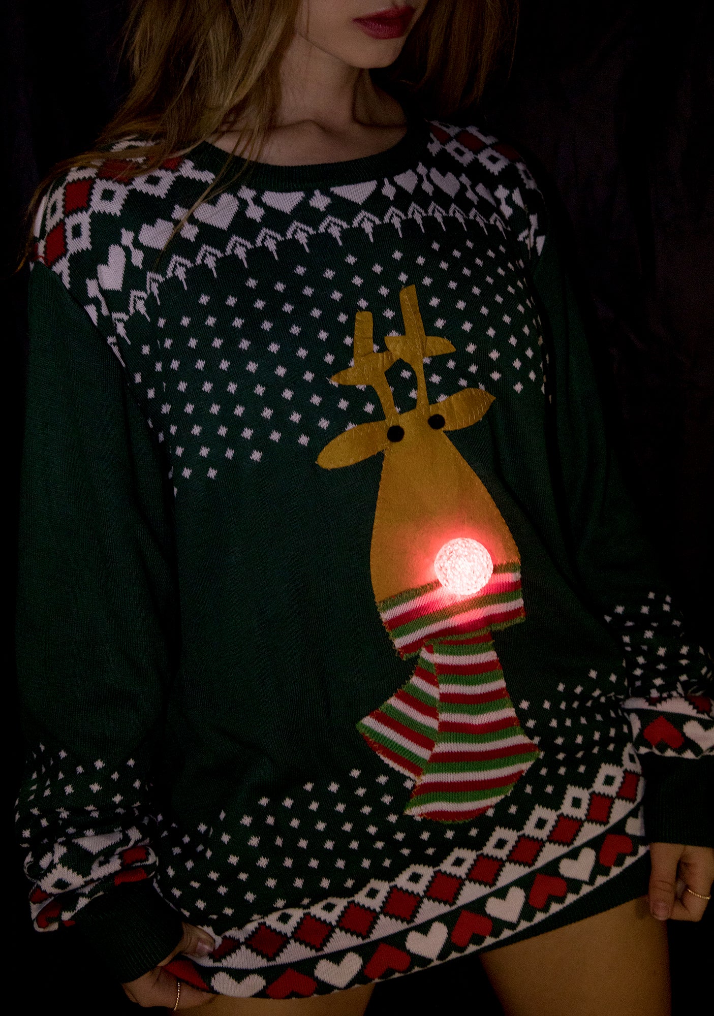 Holiday Rudolph Reindeer Light Up Sweater – Dolls Kill