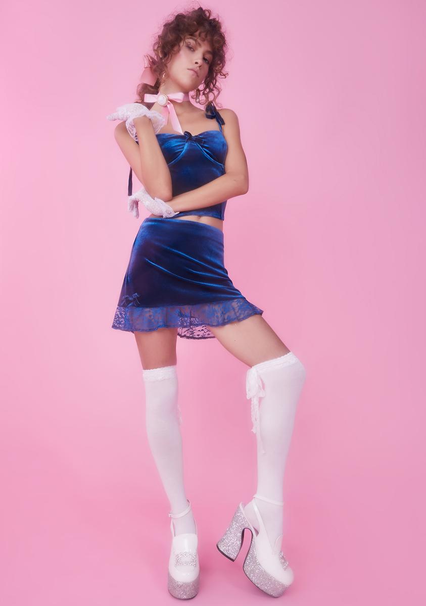 Sugar Thrillz Velvet Bustier - Navy – Dolls Kill