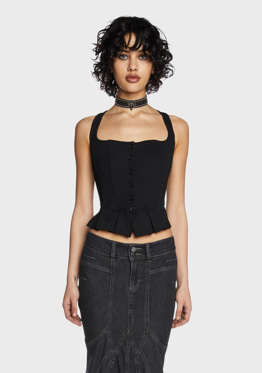 Current Mood Peplum Bustier Top - Black – Dolls Kill