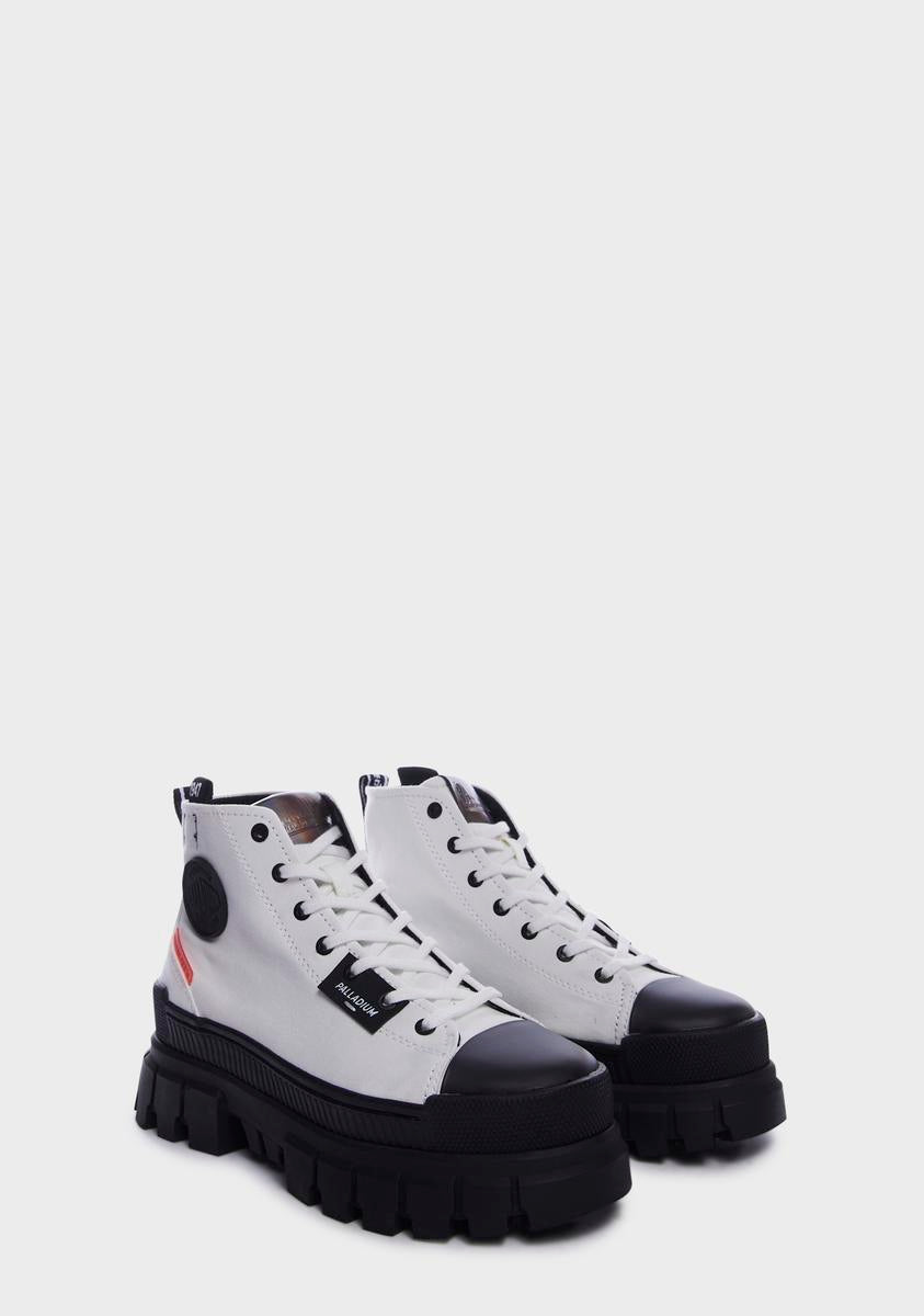Palladium Platform Chunky Canvas High Top Sneakers - White/Black ...