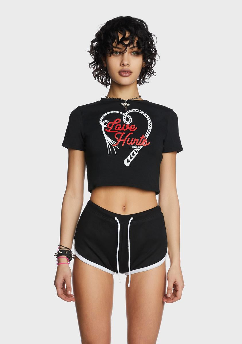 Too Fast Love Hurts Whip Crop Tee - Black – Dolls Kill