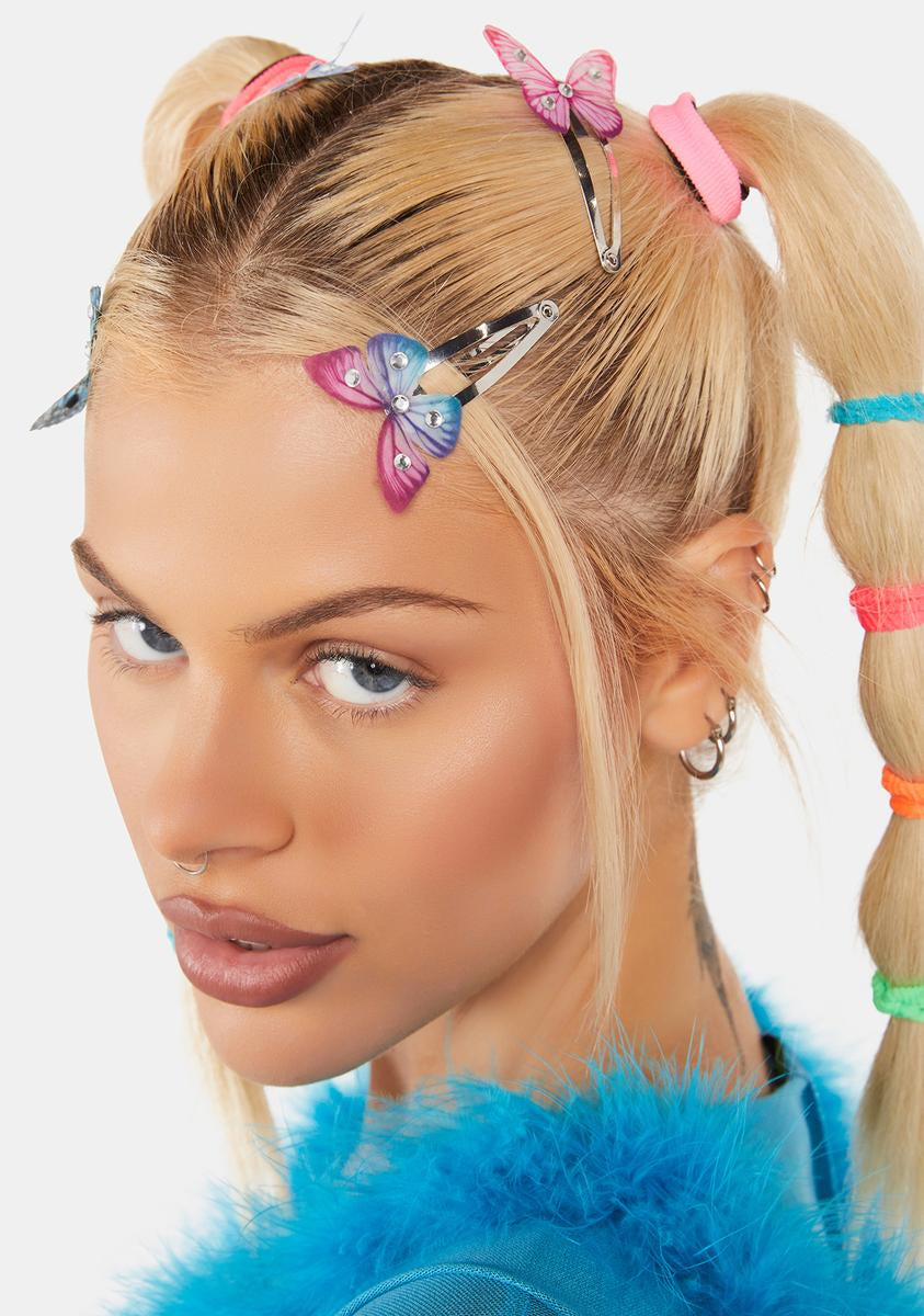Butterfly Rhinestone Hair Clip Set - Multi – Dolls Kill
