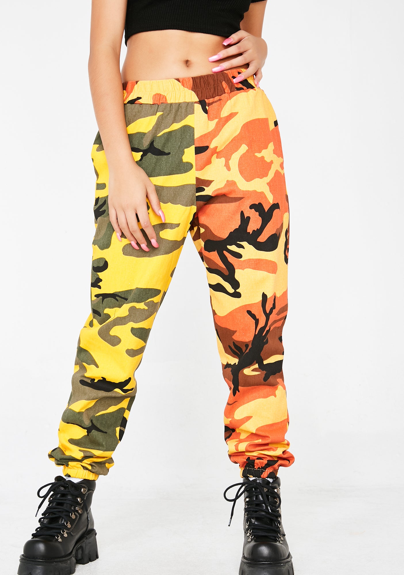Yellow Colorblocked Camo Pants – Dolls Kill