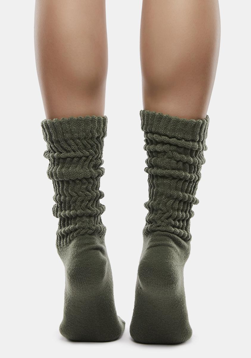 MeMoi Slouch Crew Socks - Green – Dolls Kill