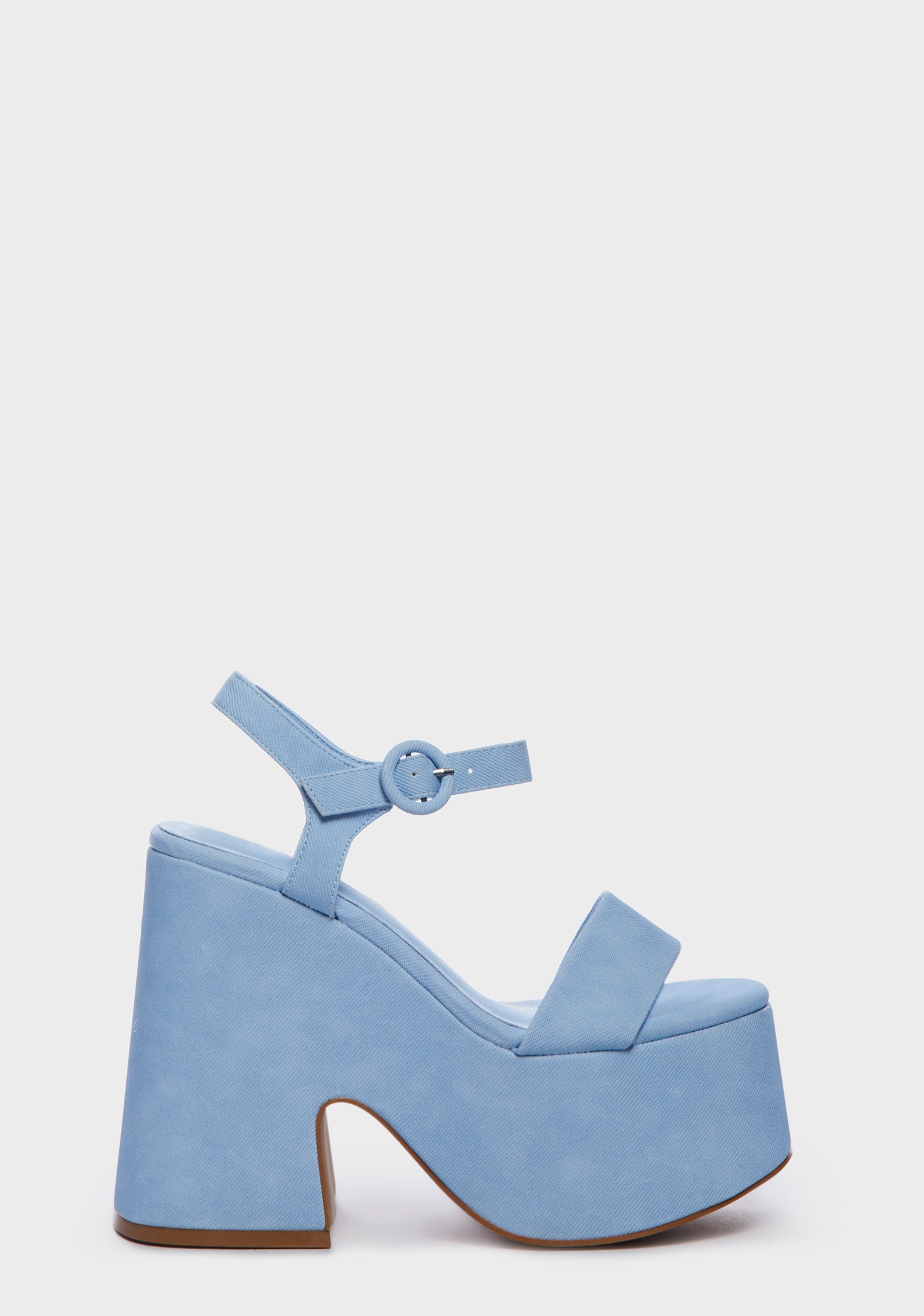 Daisy Street Platform Heeled Sandals - Blue – Dolls Kill