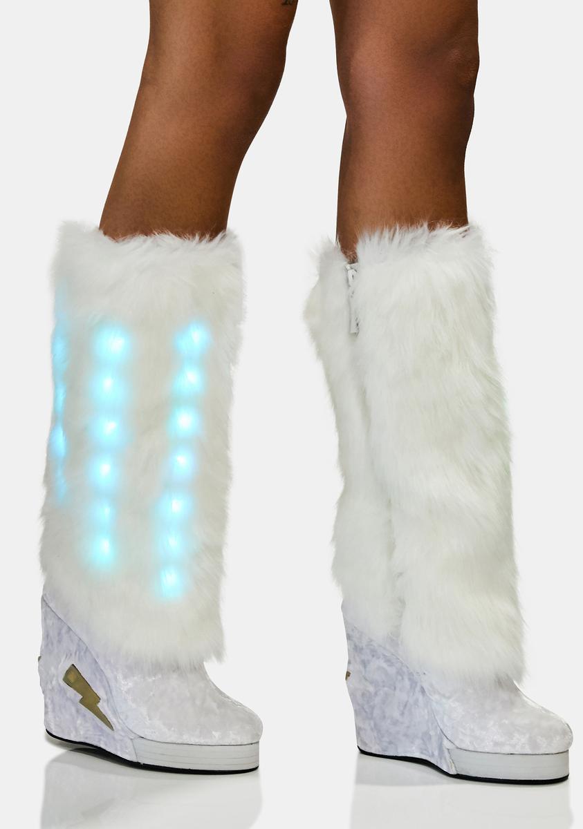 Fuzzy Velvet Light Up Heel Boots – Dolls Kill
