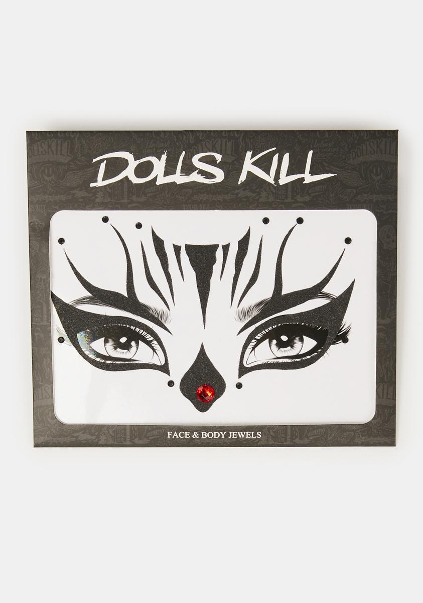 Cat Rhinestone Face Stickers - Black – Dolls Kill